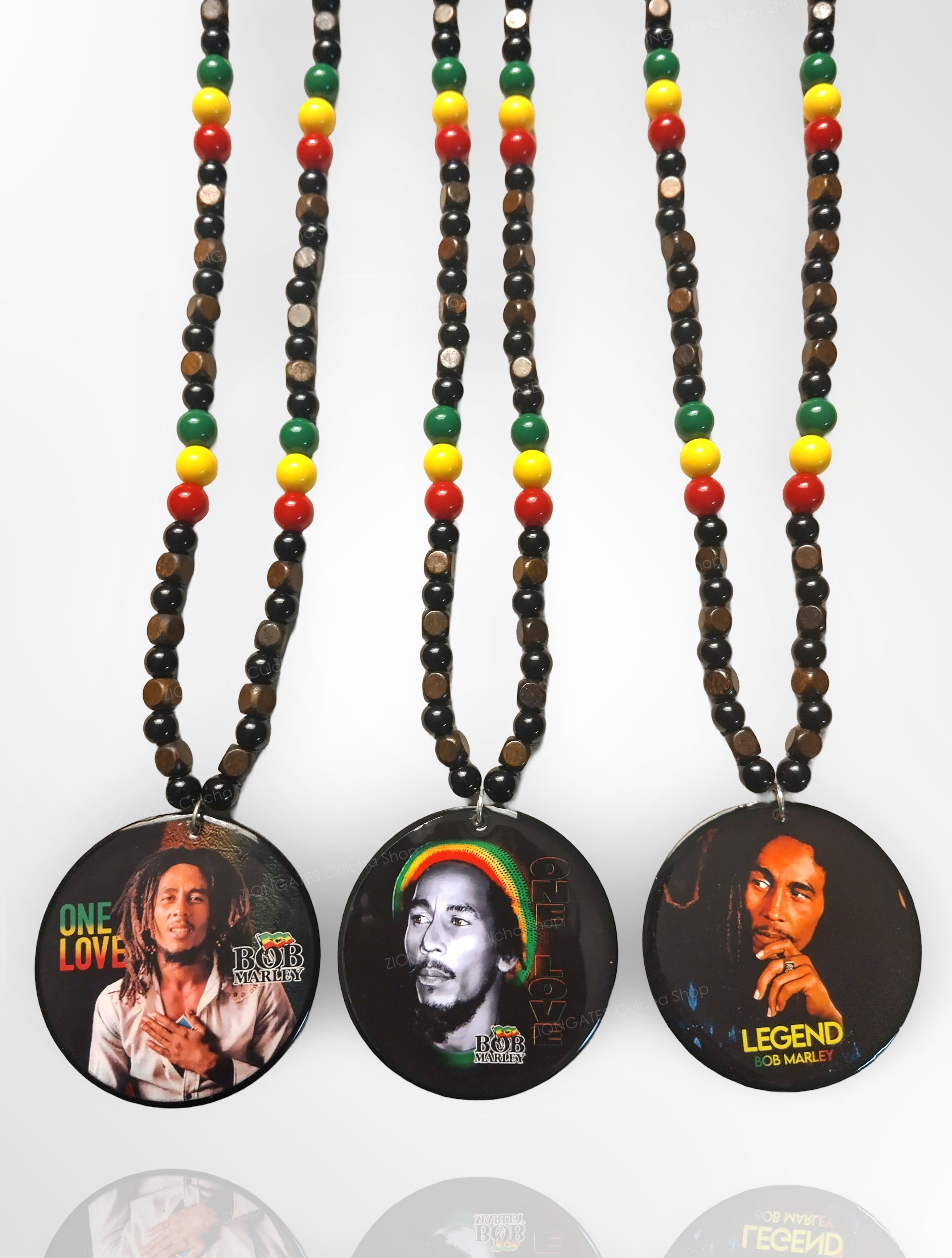 Large Bob Marley Beaded Necklaces with 3 inch pendant - Rasta ...