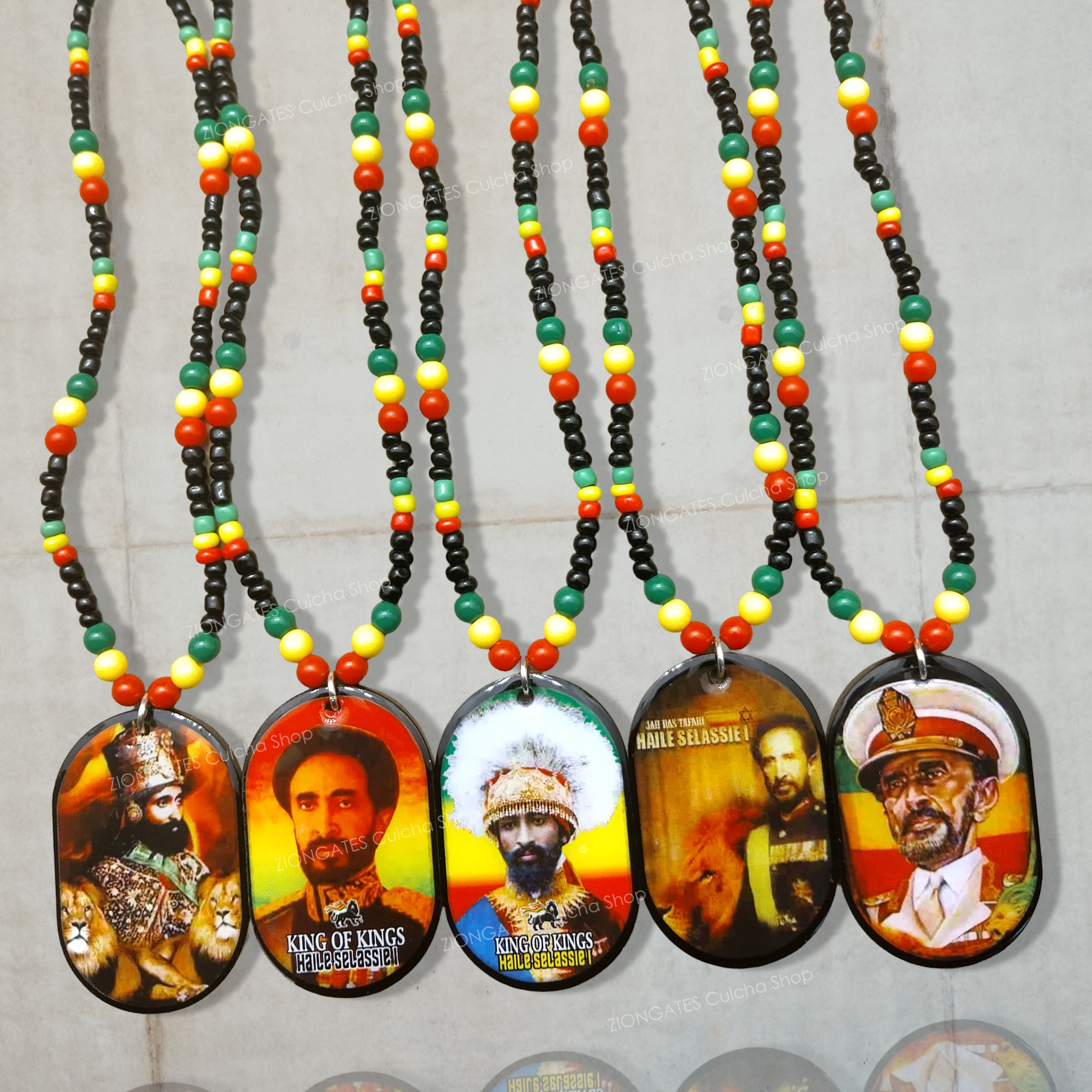 Haile Selassie Beaded Necklaces - Rasta Chain – ZIONGATES Culcha Shop