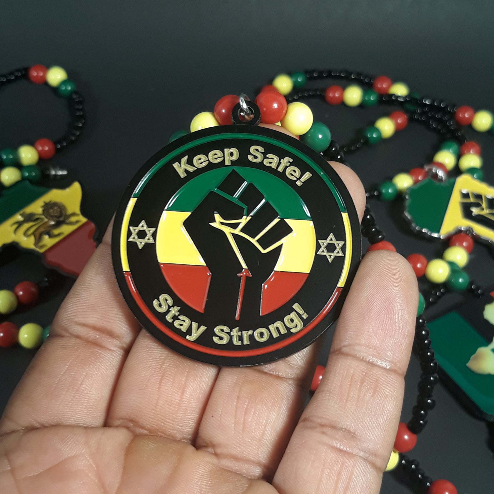 Red Yellow Green Africa Necklaces Metal - Rasta Beaded Chain ...