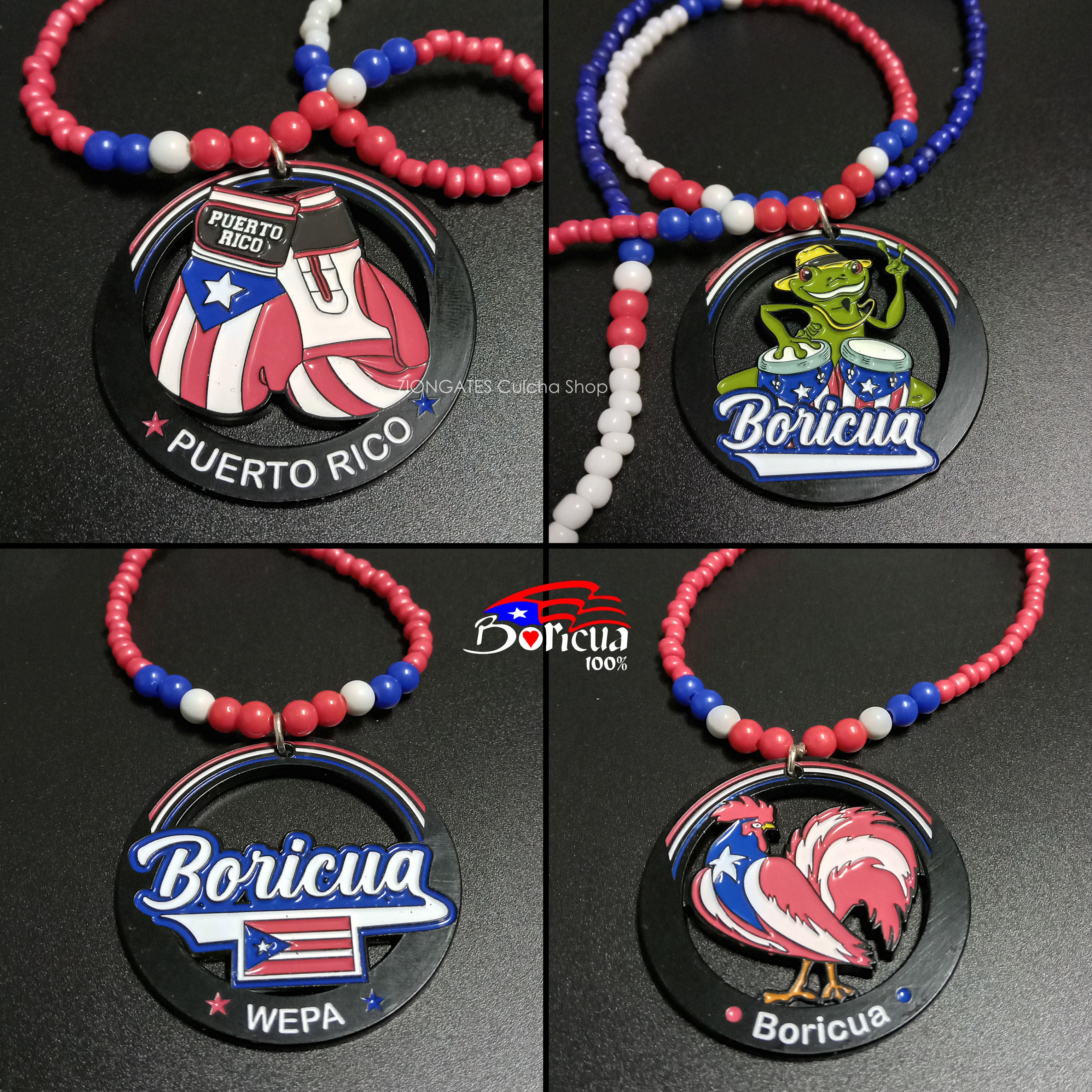 Puerto Rico Metal Necklaces - Beaded Chain – ZIONGATES Culcha Shop